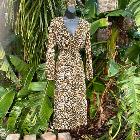 Wayf | Dresses | Wayf Leopard Print Dress With Statement Sleeves | Poshmark